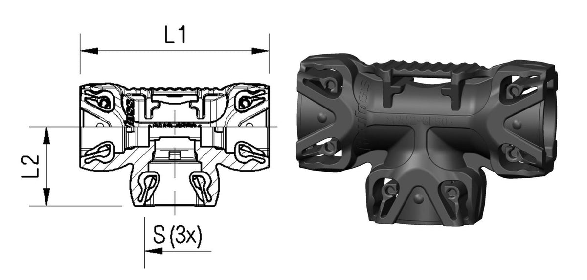 T-Forgrening Heavy Duty L1=73mm, L2=31MM – MoRek AS